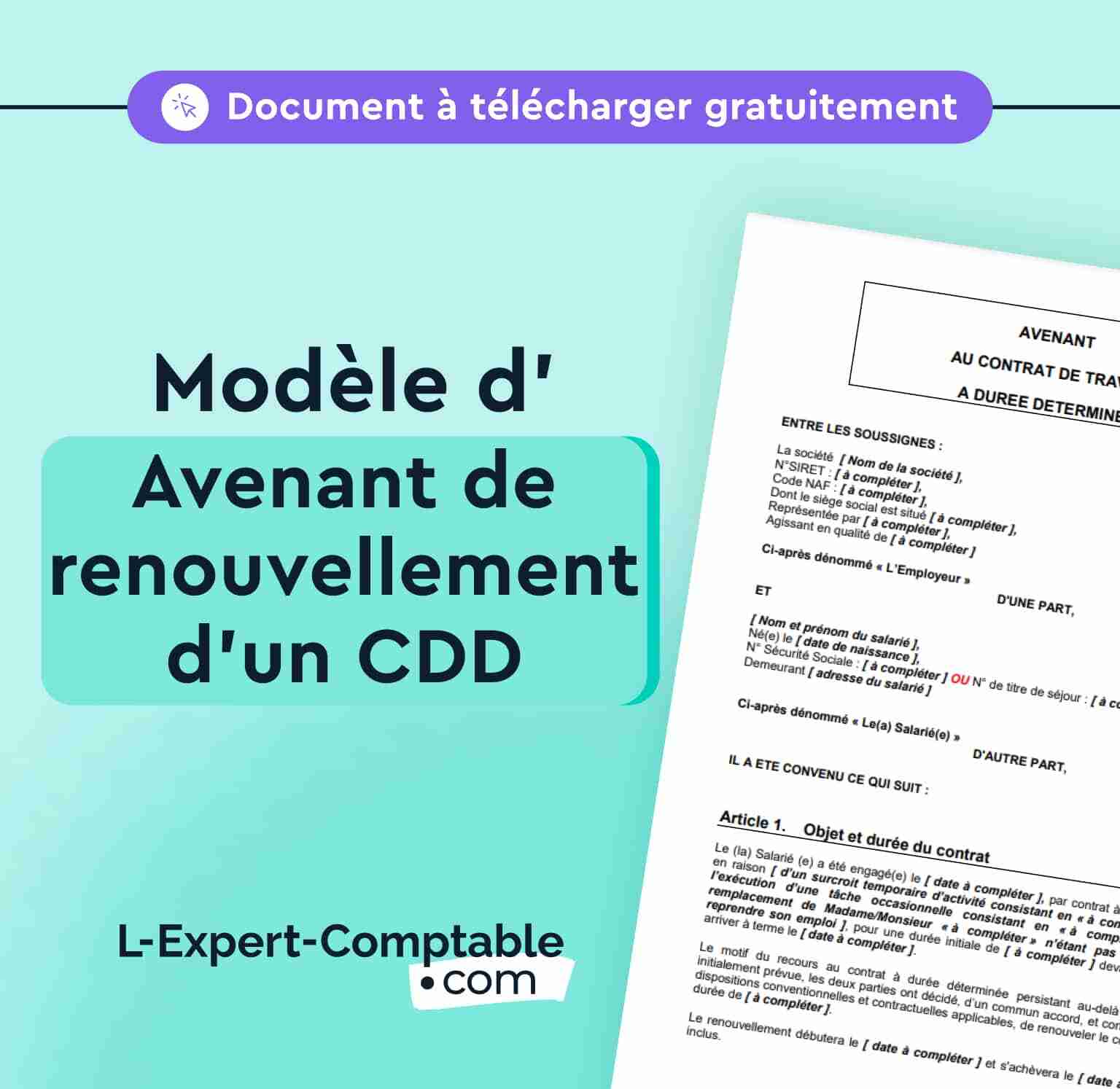 Modèle d'avenant pour renouvellement d'un CDD
